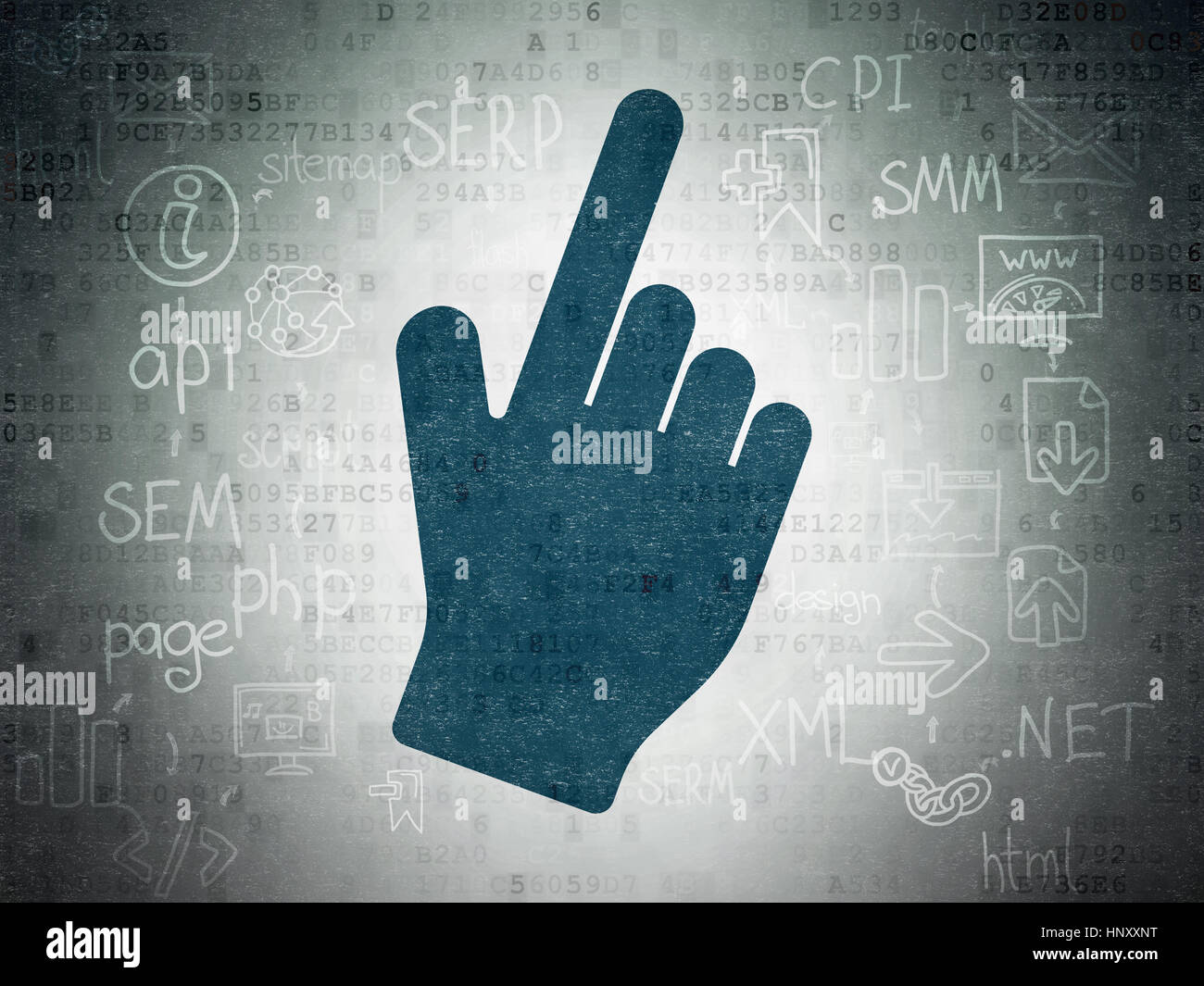 Web development concept: Mouse Cursor on Digital Data Paper background Stock Photo - Alamy