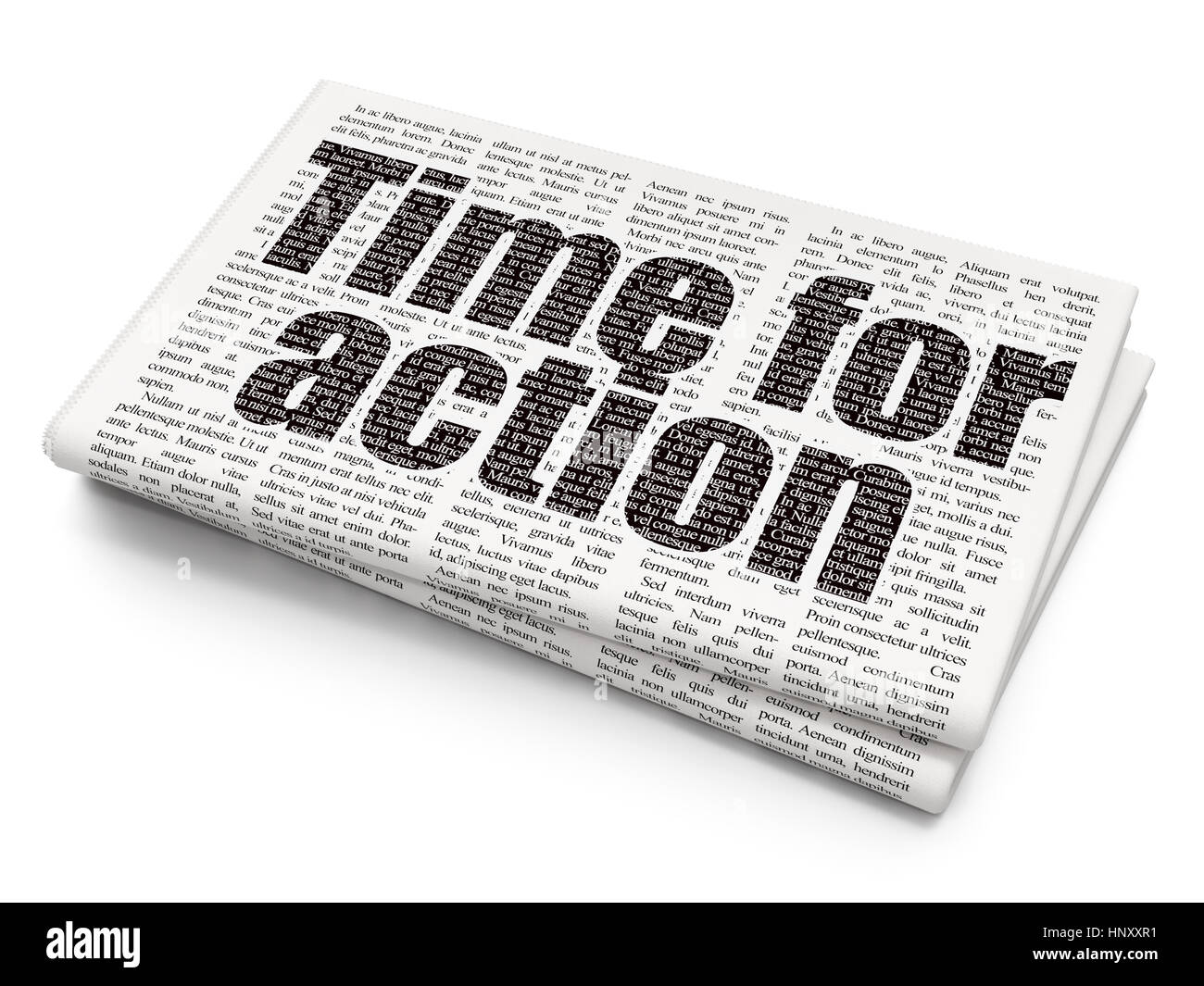 Time concept: Time for Action on Newspaper background Stock Photo - Alamy
