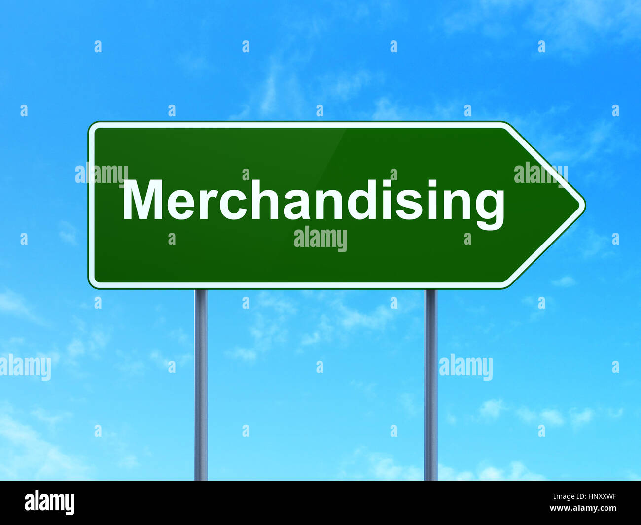 Advertising concept: Merchandising on road sign background Stock Photo ...