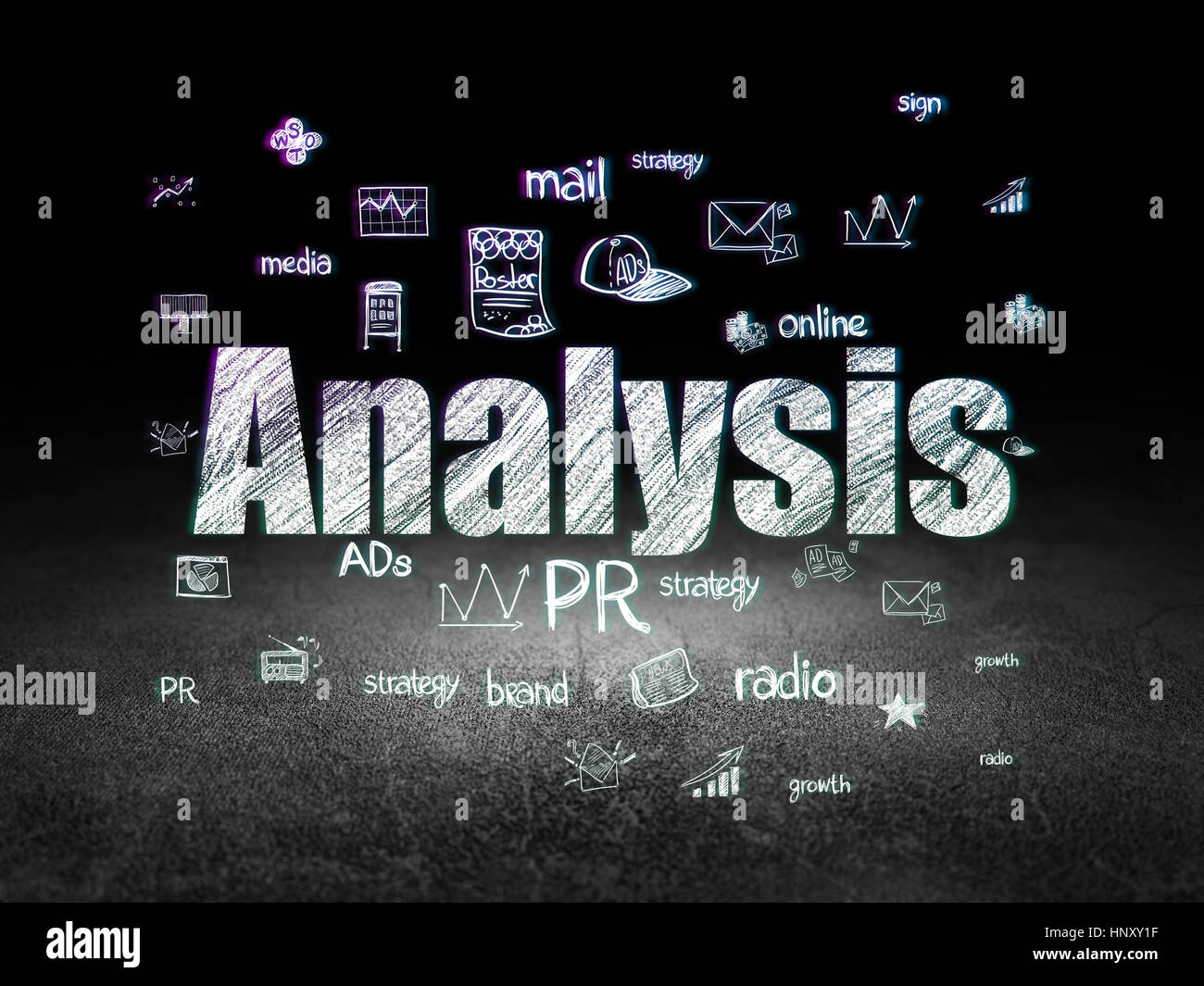 Marketing concept: Analysis in grunge dark room Stock Photo - Alamy