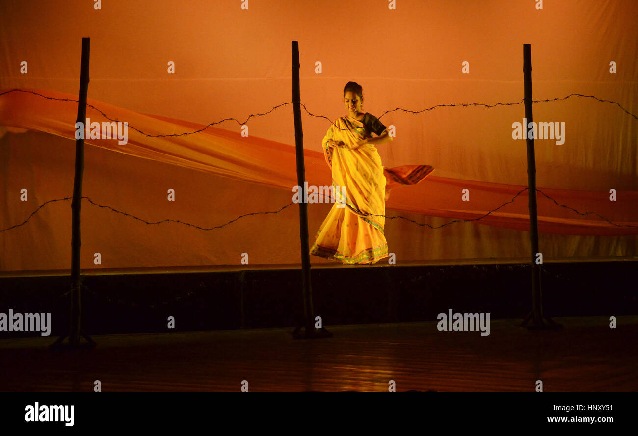 Lahore, Pakistan. 16th Feb, 2017. Pakistani artists performing on stage ...