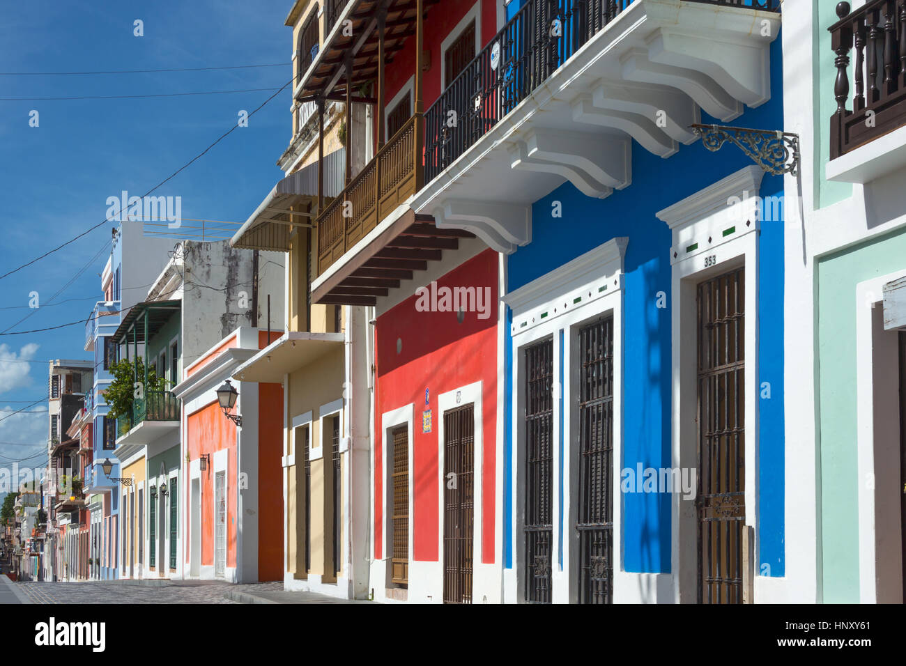 COLORFUL BUILDING FACADES CALLE LUNA OLD TOWN SAN JUAN PUERTO RICO ...