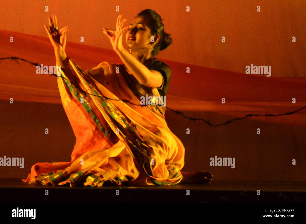 Lahore, Pakistan. 16th Feb, 2017. Pakistani artists performing on stage ...