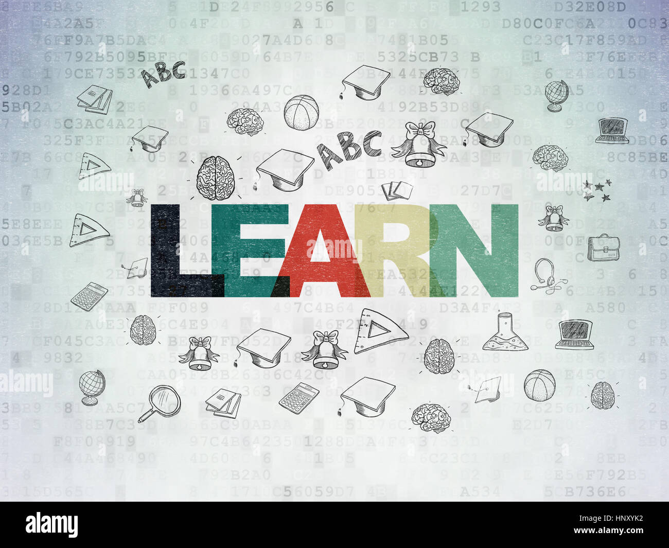 Studying concept: Learn on Digital Data Paper background Stock Photo ...