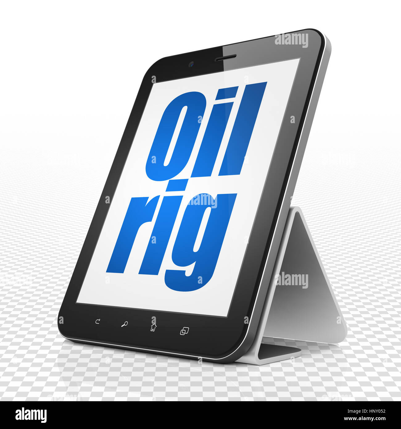 Industry concept: Tablet Computer with Oil Rig on display Stock Photo ...