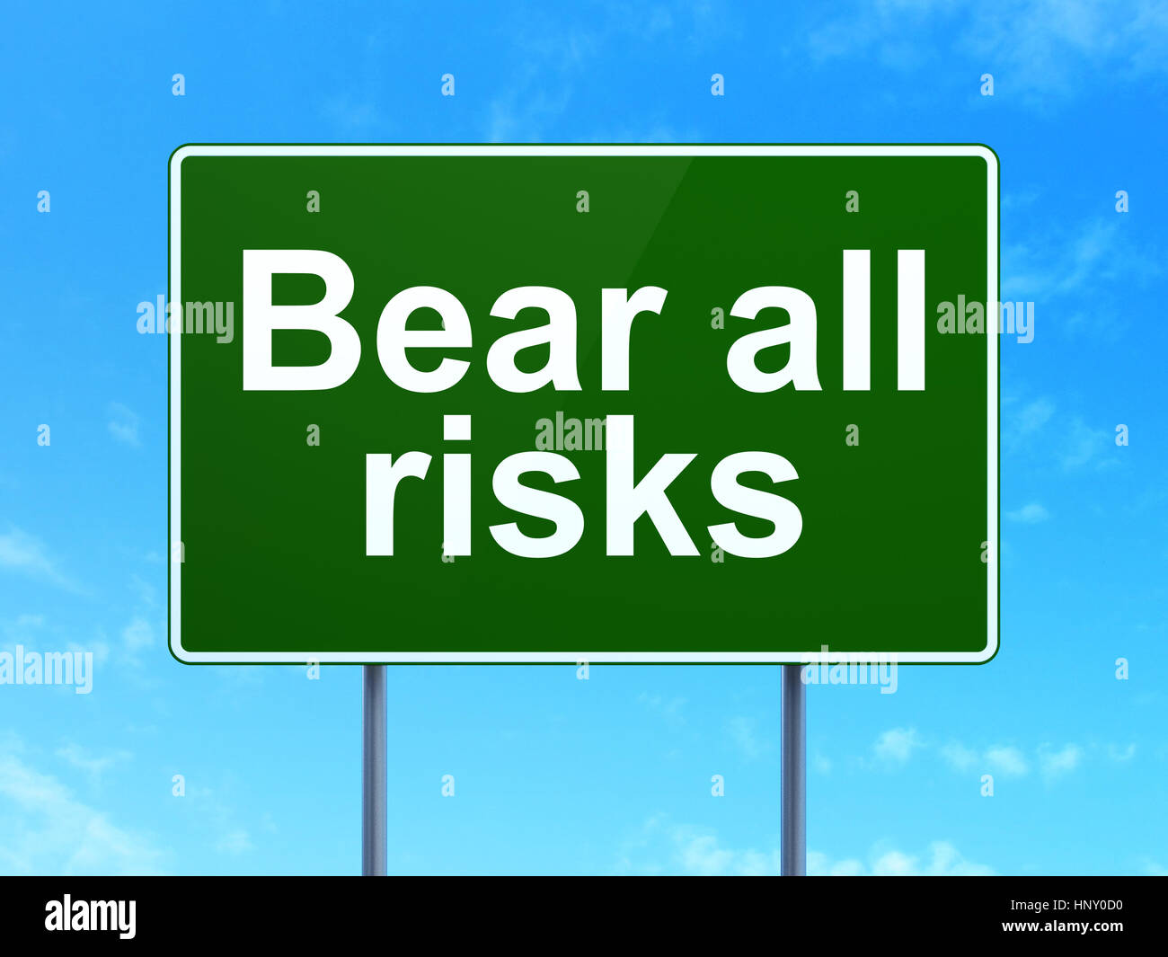 Insurance concept: Bear All Risks on road sign background Stock Photo ...