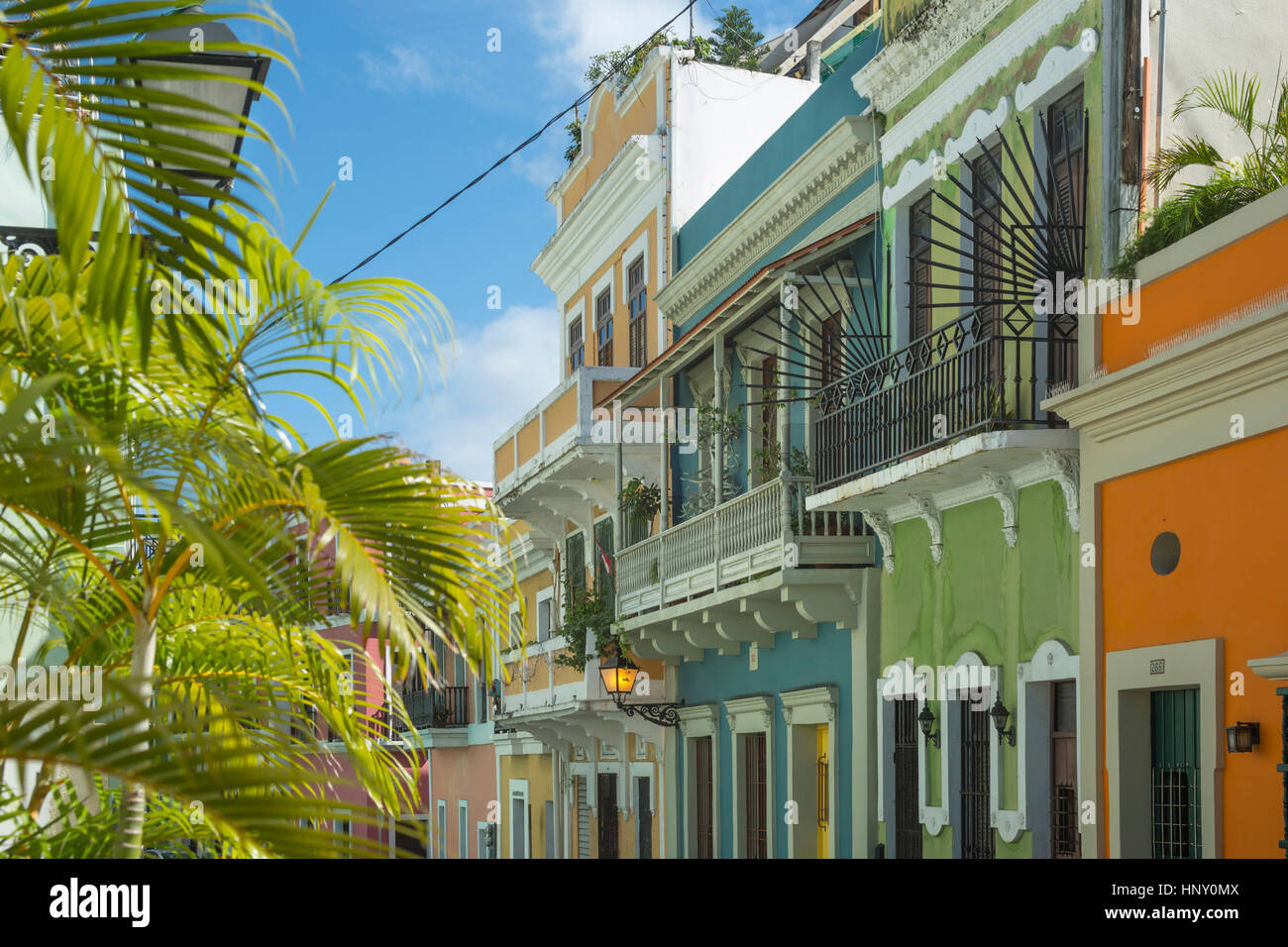 COLORFUL PAINTED BUILDINGS CALLE SAN SEBASTIAN OLD TOWN SAN JUAN PUERTO ...