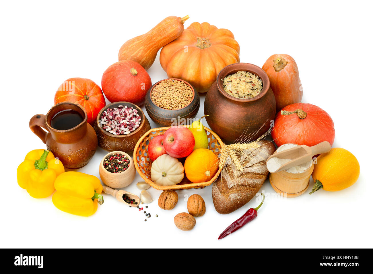 Collection of food isolated white Stock Photo - Alamy