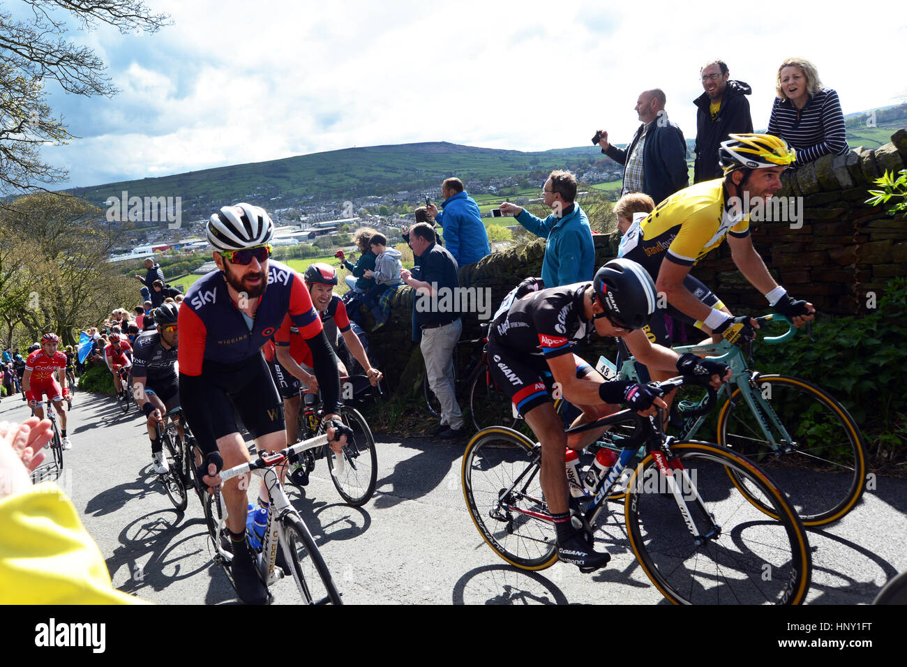 Bradley Wiggins racing in the Tour de Yorkshire 3rd May 2015, Kildwick ...