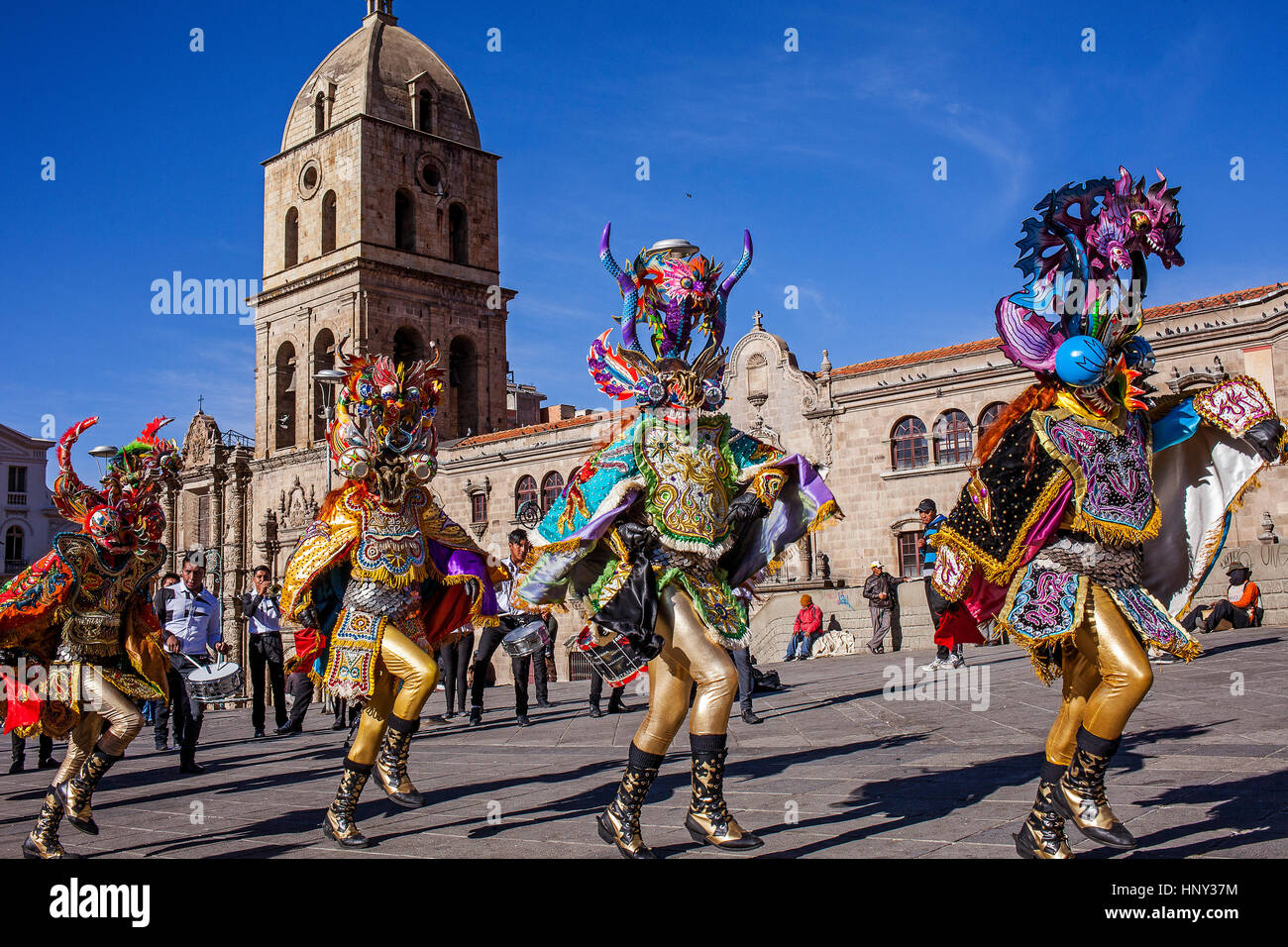 Fiesta del Gran Poder, Plaza San Francisco, in background San Francisco ...