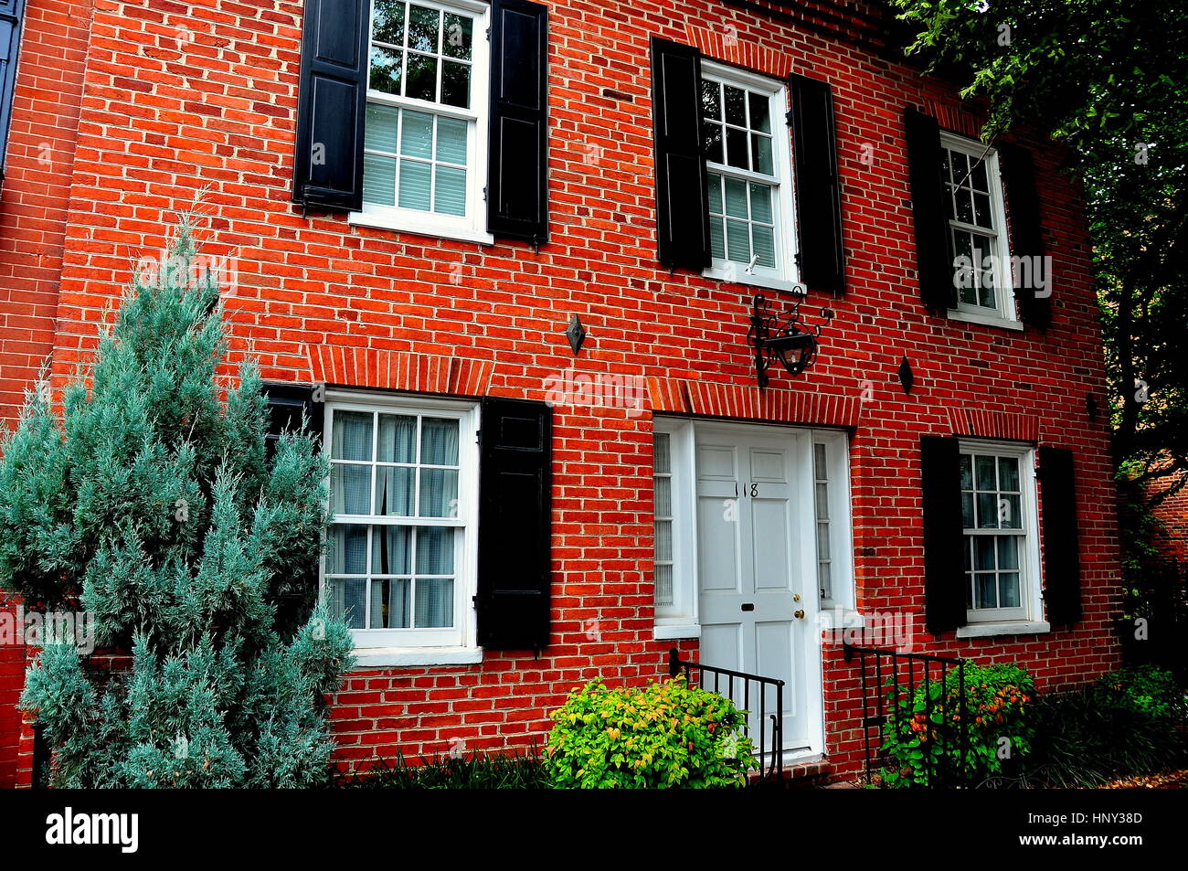Baltimore, Maryland - July 24, 2013: 18th century federal brick home on ...