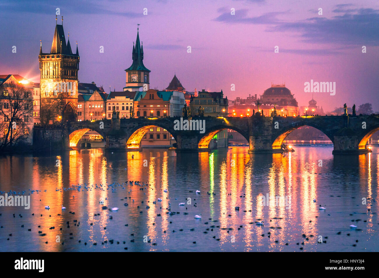 Bridge sunset in prague hi-res stock photography and images - Alamy