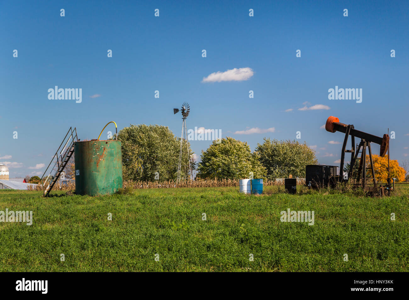 An oil and gas facility in rural Coshocton county, Ohio, USA Stock ...