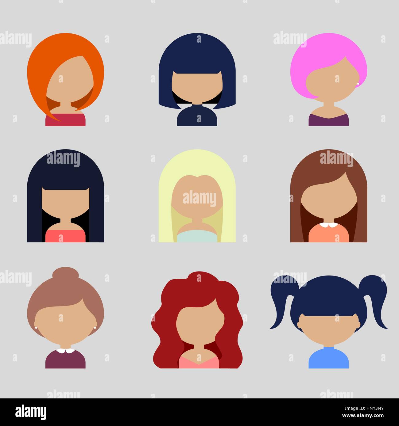 Colorful Avatars Icons Set in Flat Style Stock Vector Image & Art - Alamy