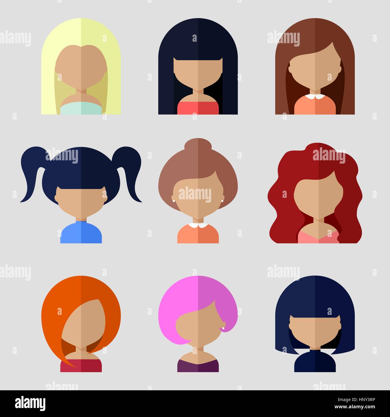 Colorful Avatars Icons Set in Flat Style Stock Vector Image & Art - Alamy