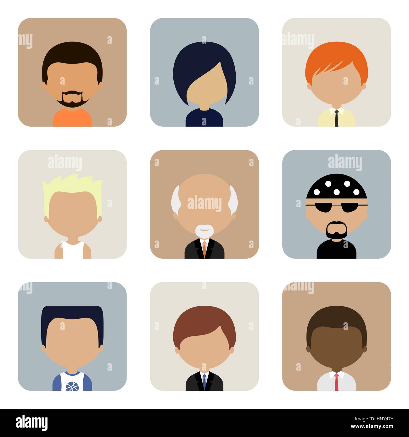 Retro Avatars Icons Set in Flat Style Stock Vector Image & Art - Alamy