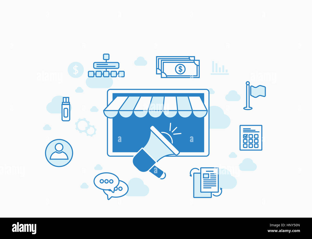 Various icons related to e-commerce Stock Photo - Alamy