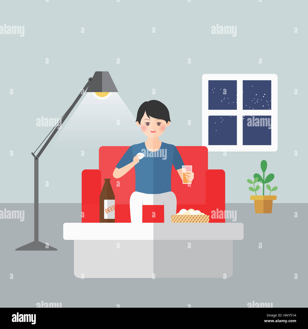 Bachelor drinking beer at night Stock Photo - Alamy