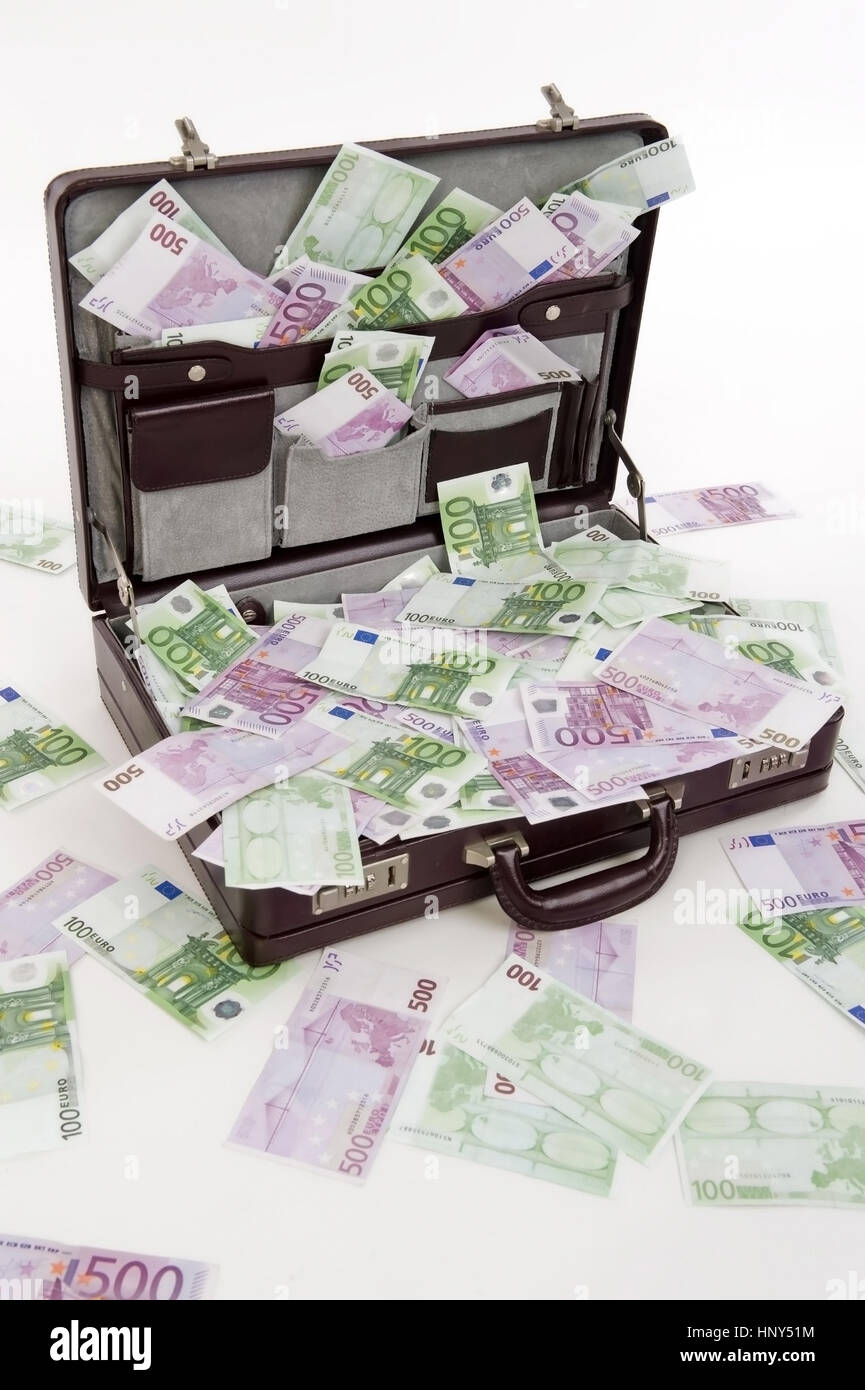 Voller Geldkoffer - full money bag Stock Photo - Alamy