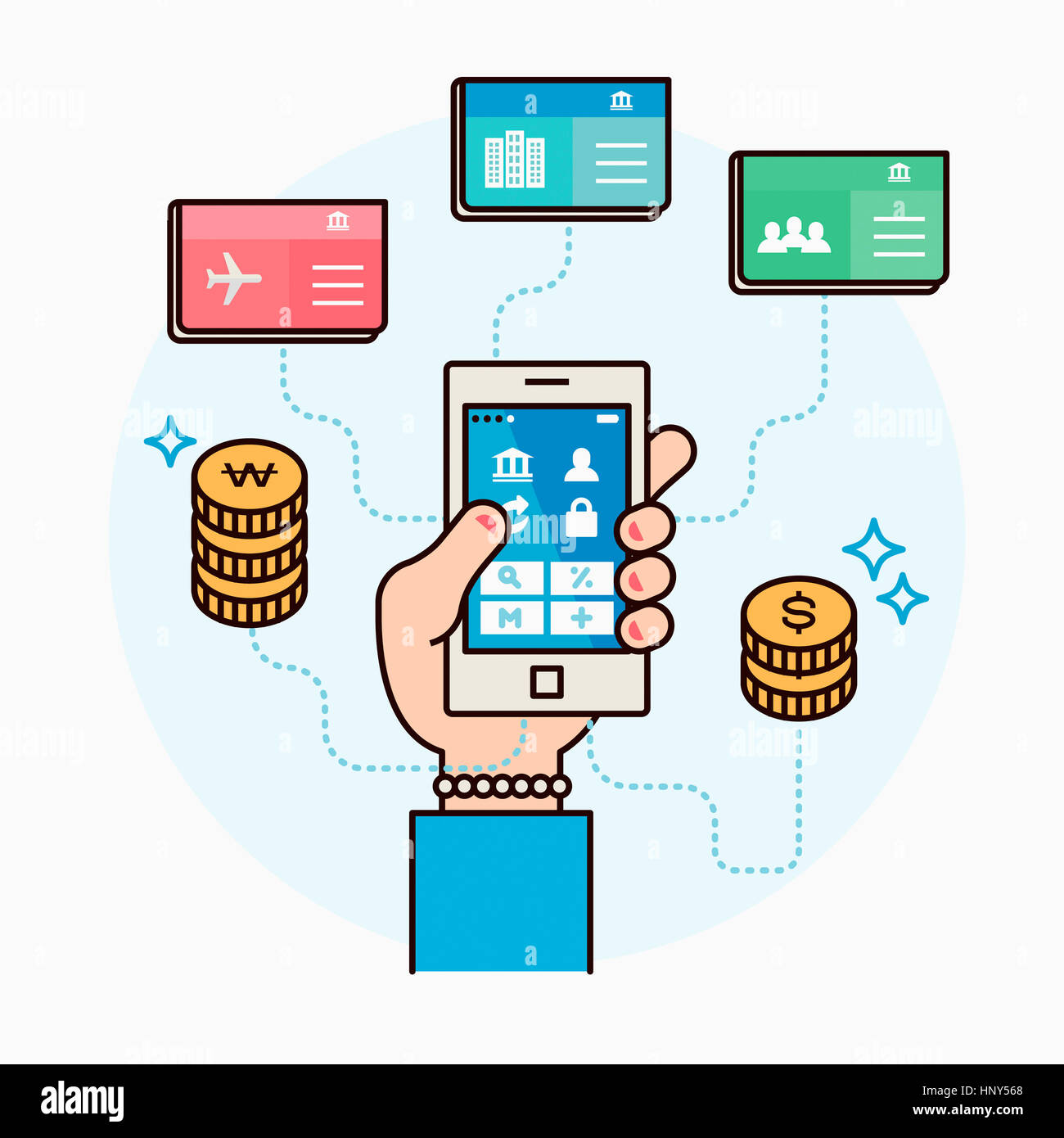 Illustration representing FinTech Stock Photo - Alamy