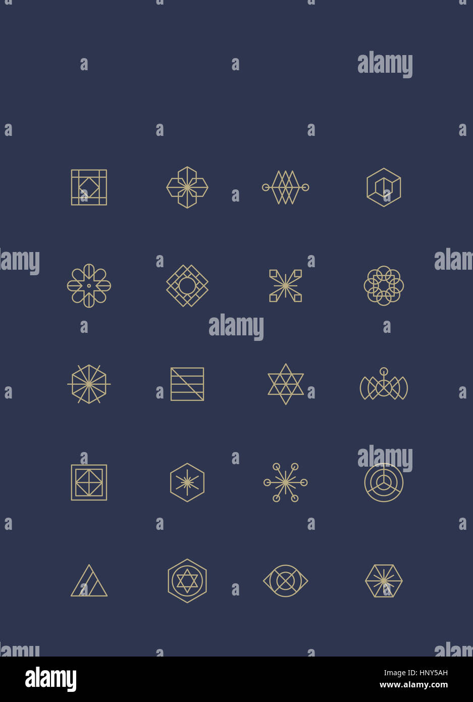 Icons of various geometric emblems Stock Photo - Alamy