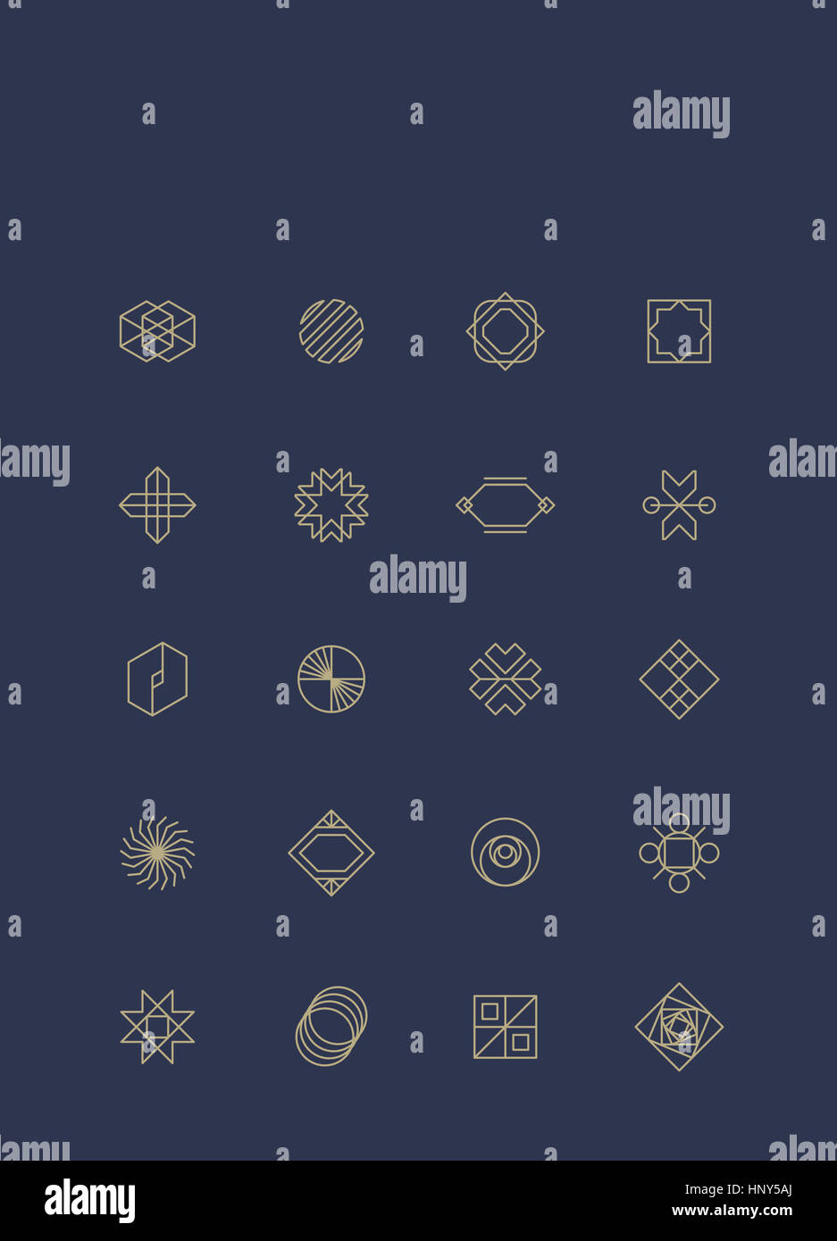 Icons of various geometric emblems Stock Photo - Alamy