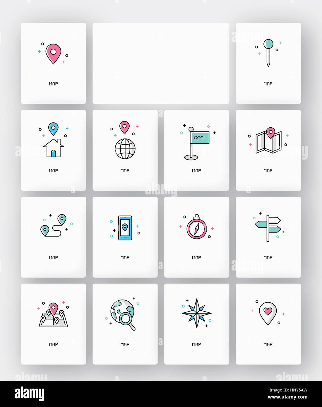 Various icons related to map Stock Photo - Alamy