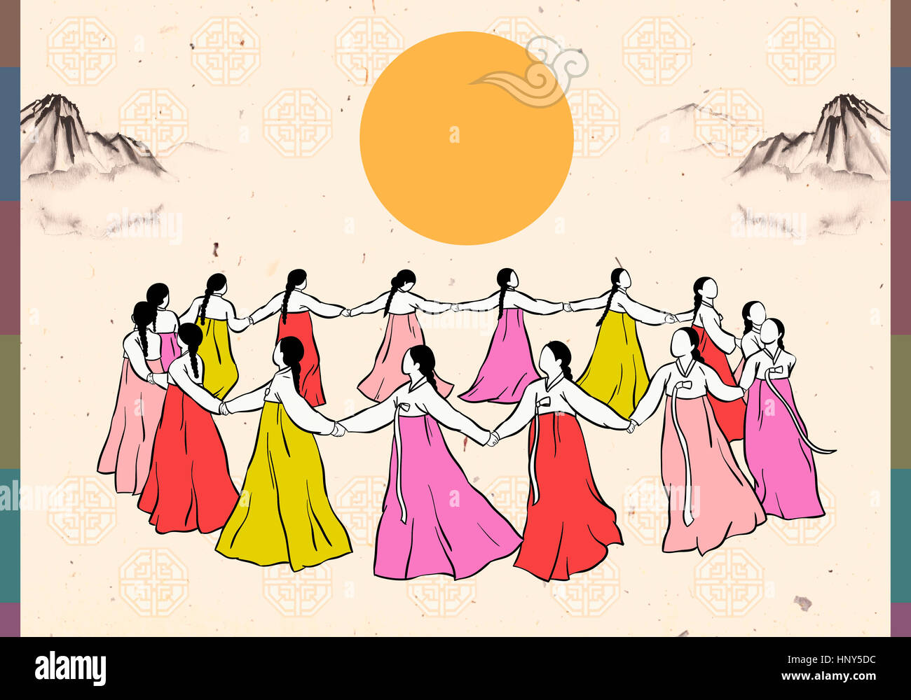 Korean women putting on circle dance Stock Photo - Alamy