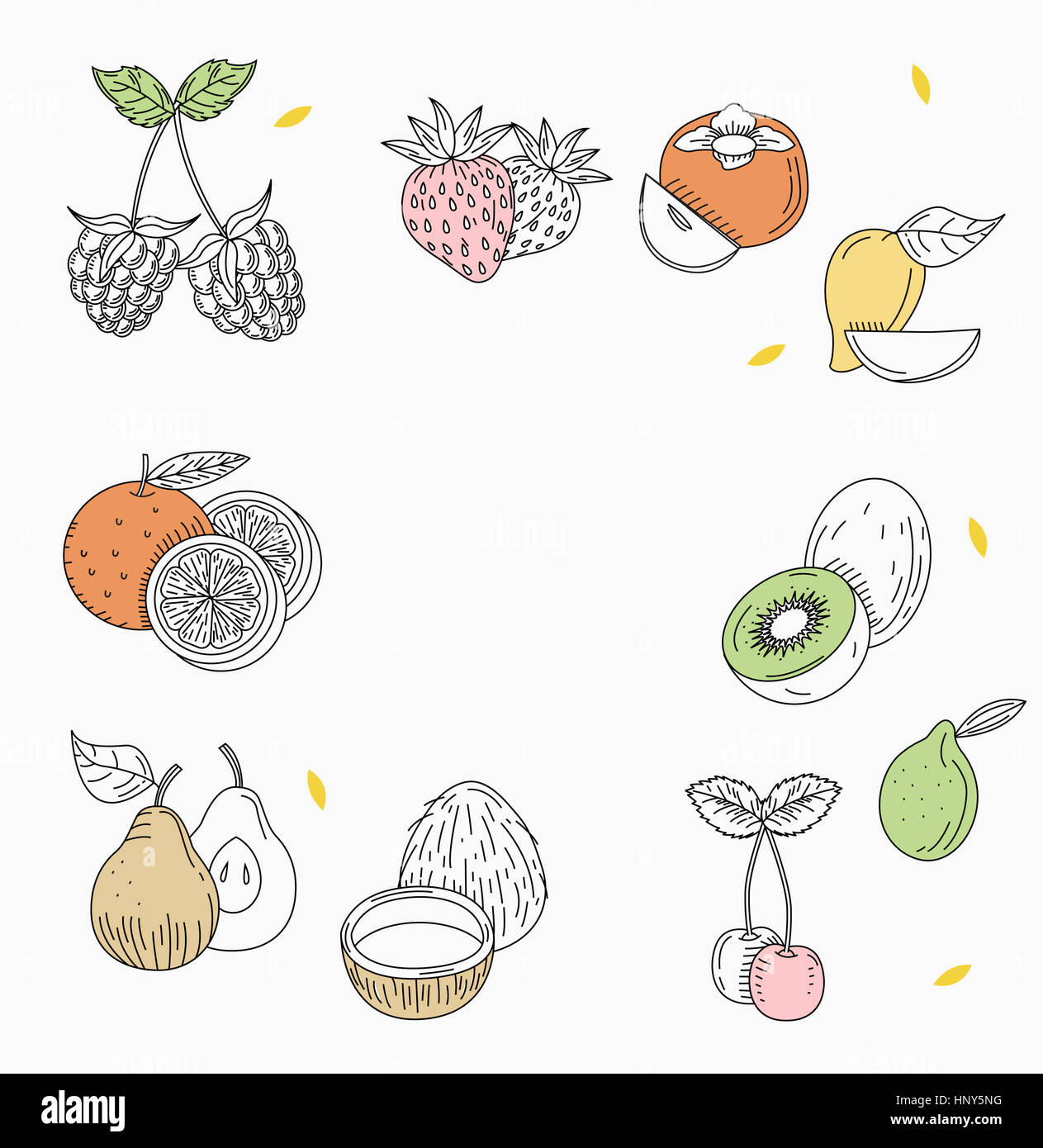 Drawing of various fruits Stock Photo - Alamy