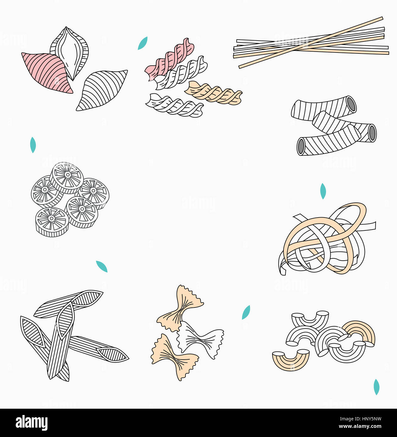 Drawing of various pasta Stock Photo - Alamy