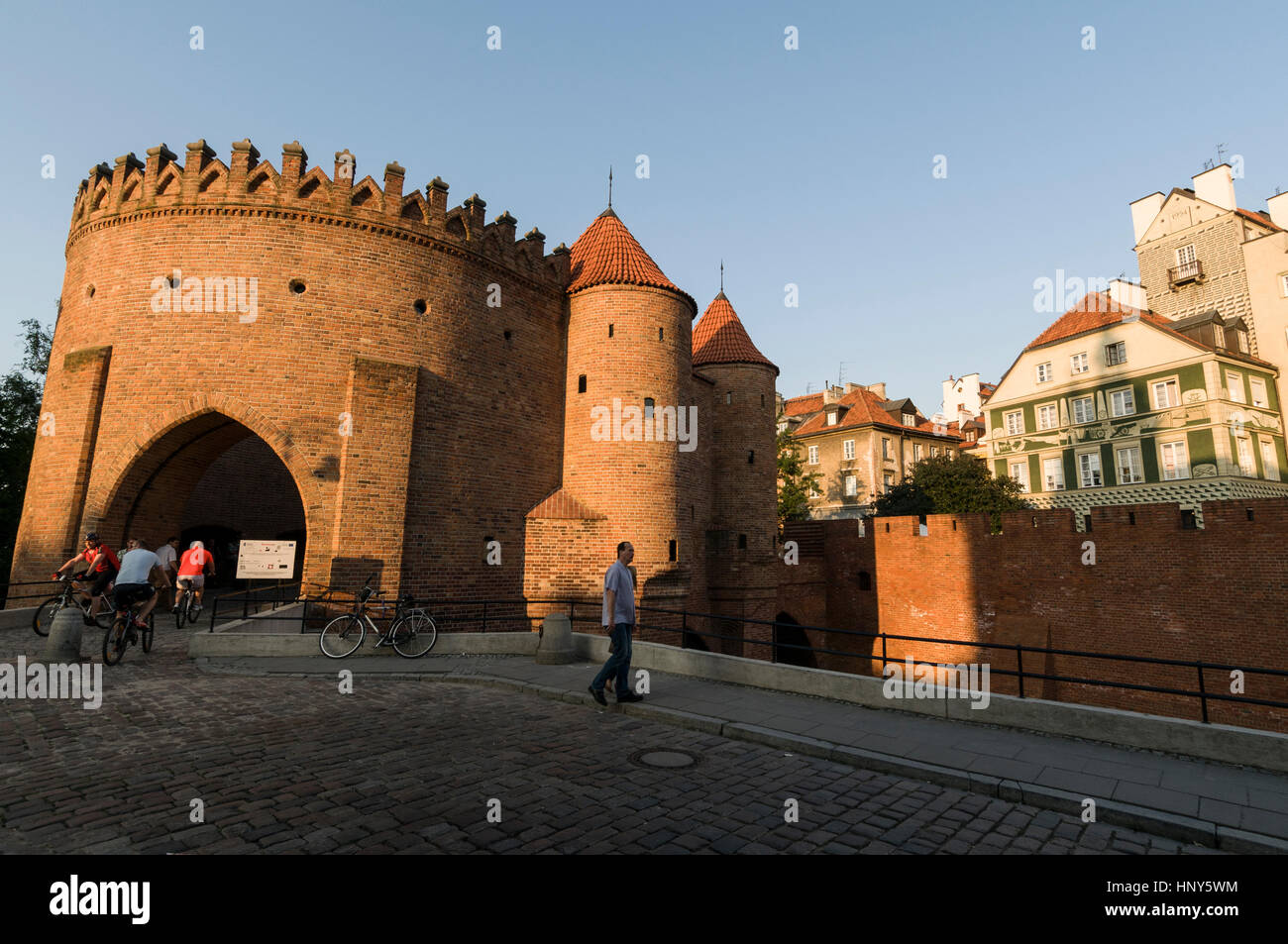The Barbican and the remains of a well preserved medieval city wall on ...