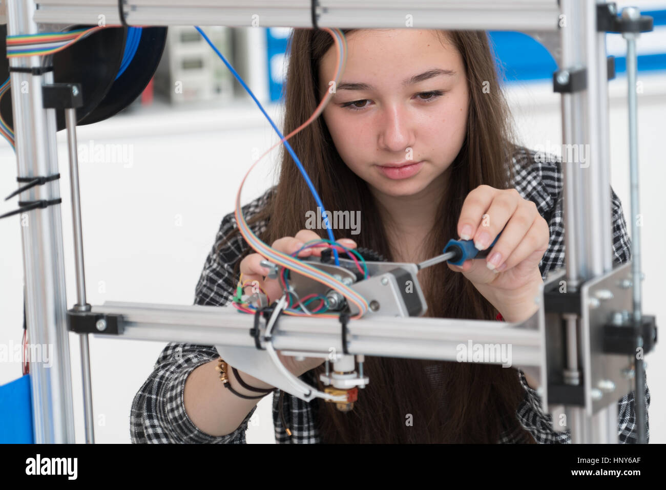 girl in robotics class research electronic device Stock Photo - Alamy