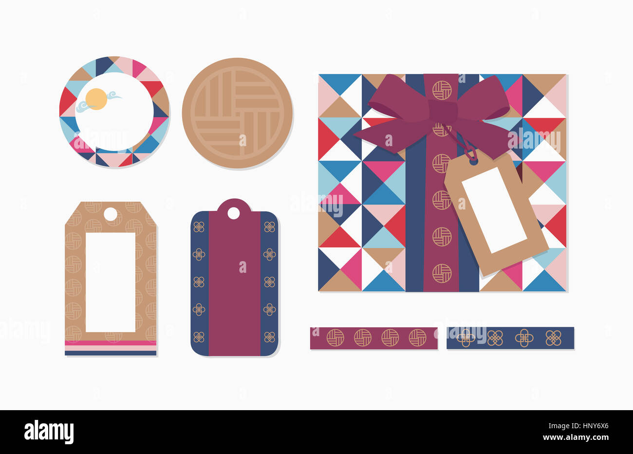 Tags with traditional Korean patterns Stock Photo - Alamy