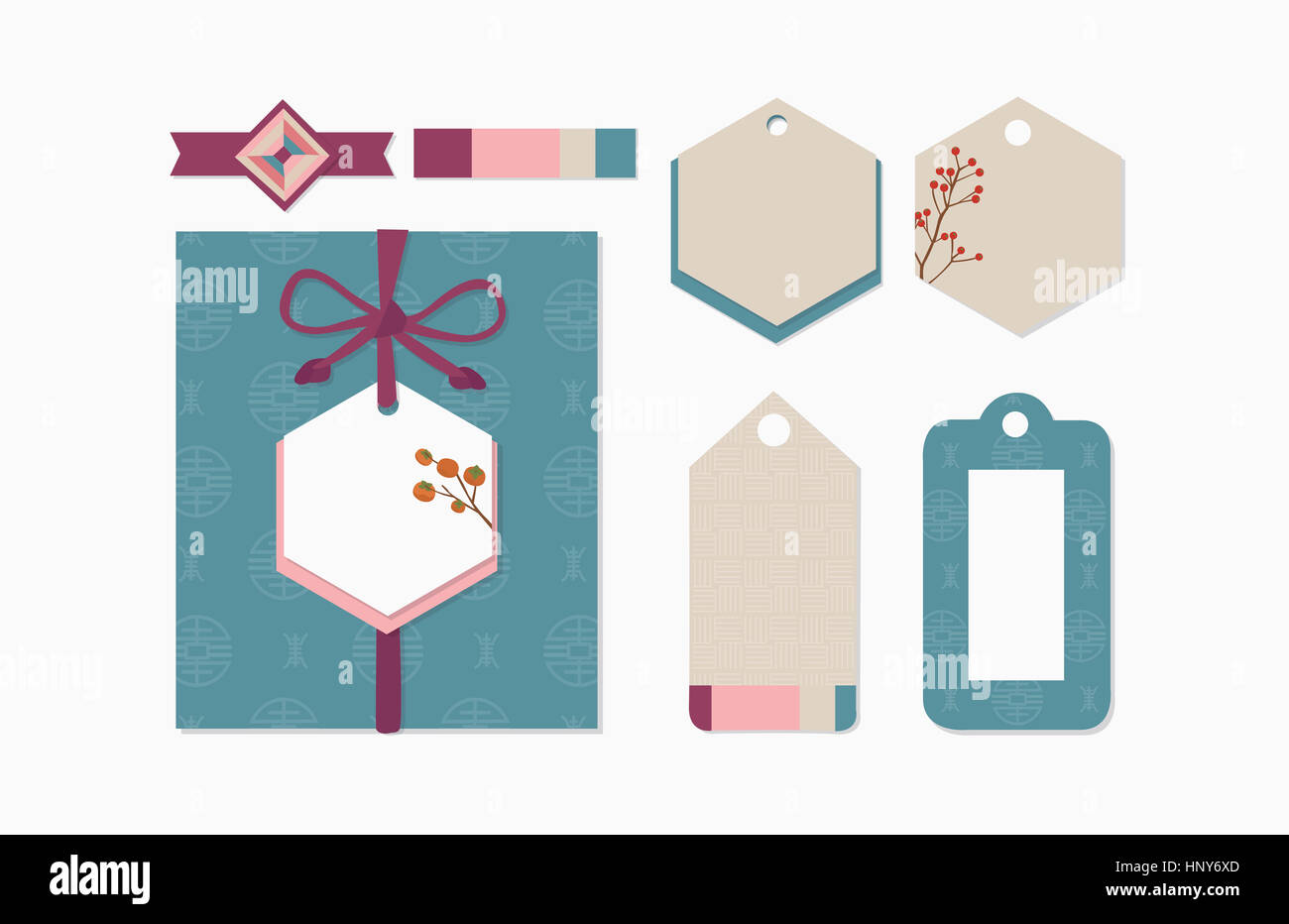 Tags with traditional Korean patterns Stock Photo - Alamy