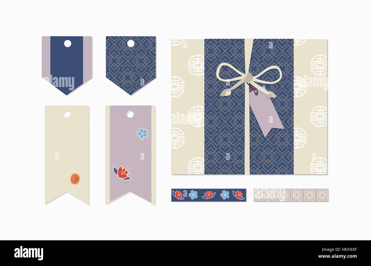 Tags with traditional Korean patterns Stock Photo - Alamy