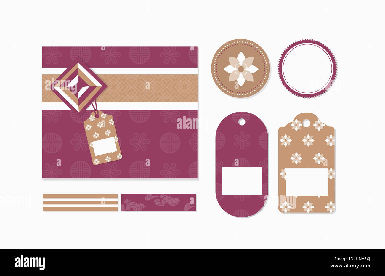 Tags with traditional Korean patterns Stock Photo - Alamy