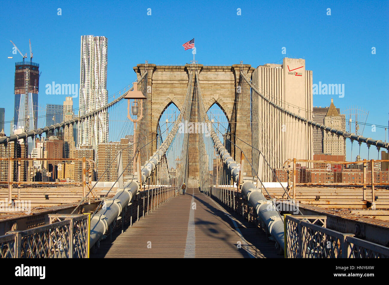 Brooklyn Bridge - the connection between Manhattan and Brooklyn Stock ...