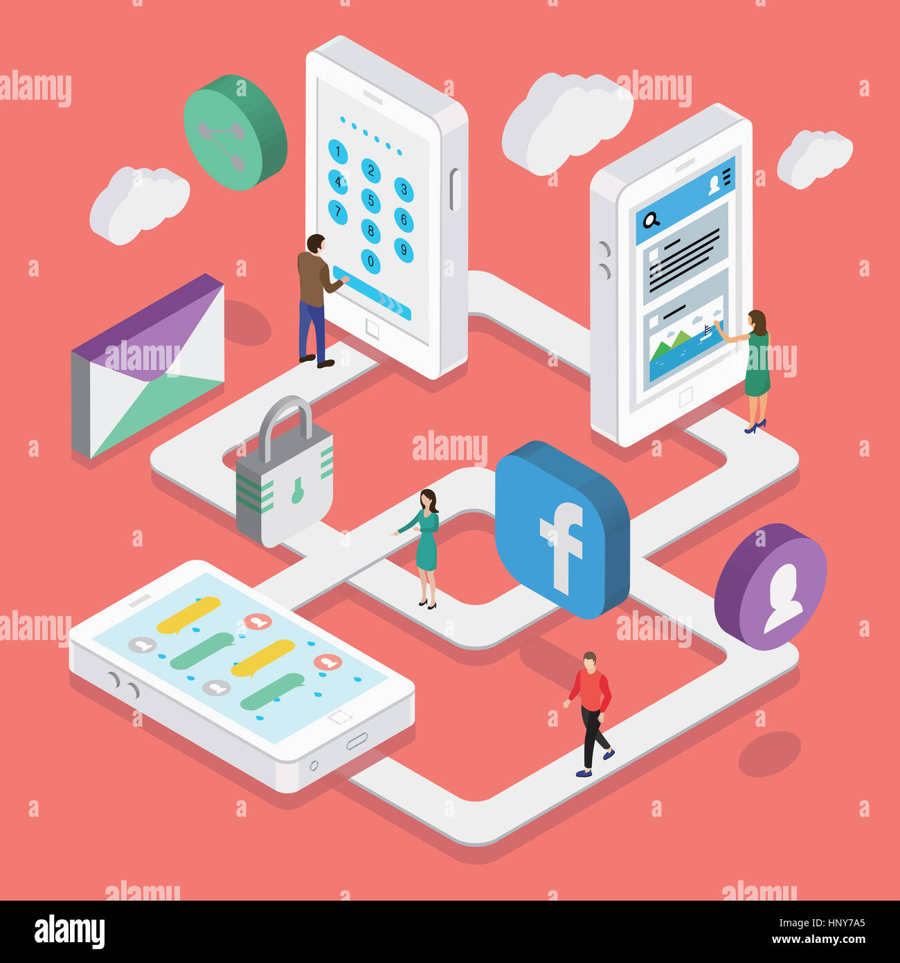 Mobile communication on SNS Stock Photo - Alamy