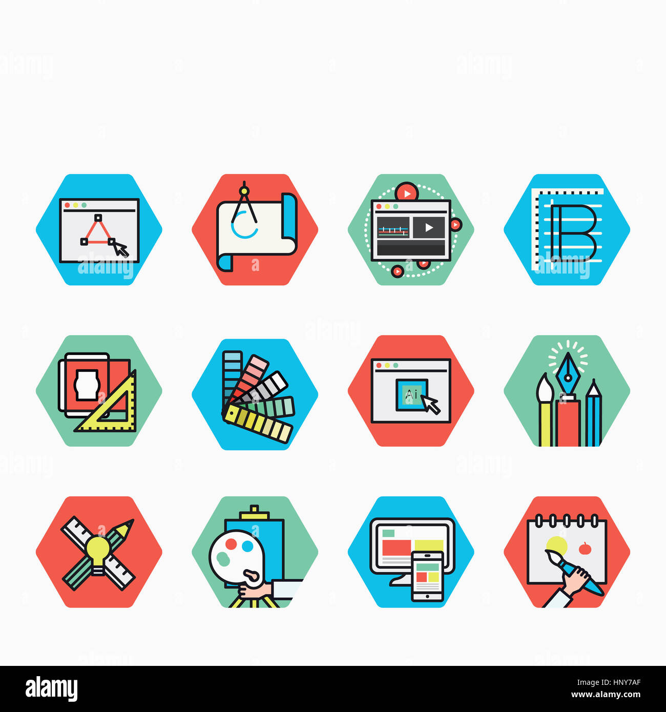 Various icons related to design Stock Photo - Alamy