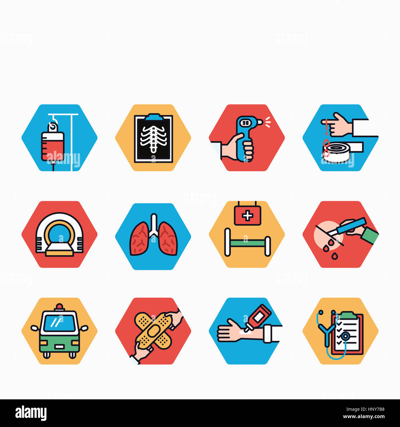 Various icons related to medical treatment Stock Photo - Alamy