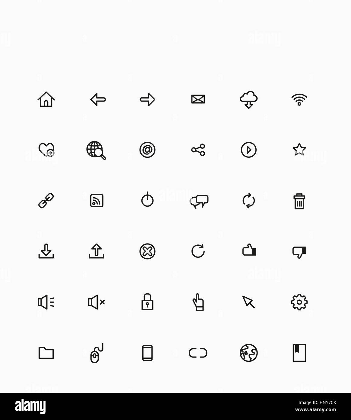 Various simple line icons Stock Photo - Alamy