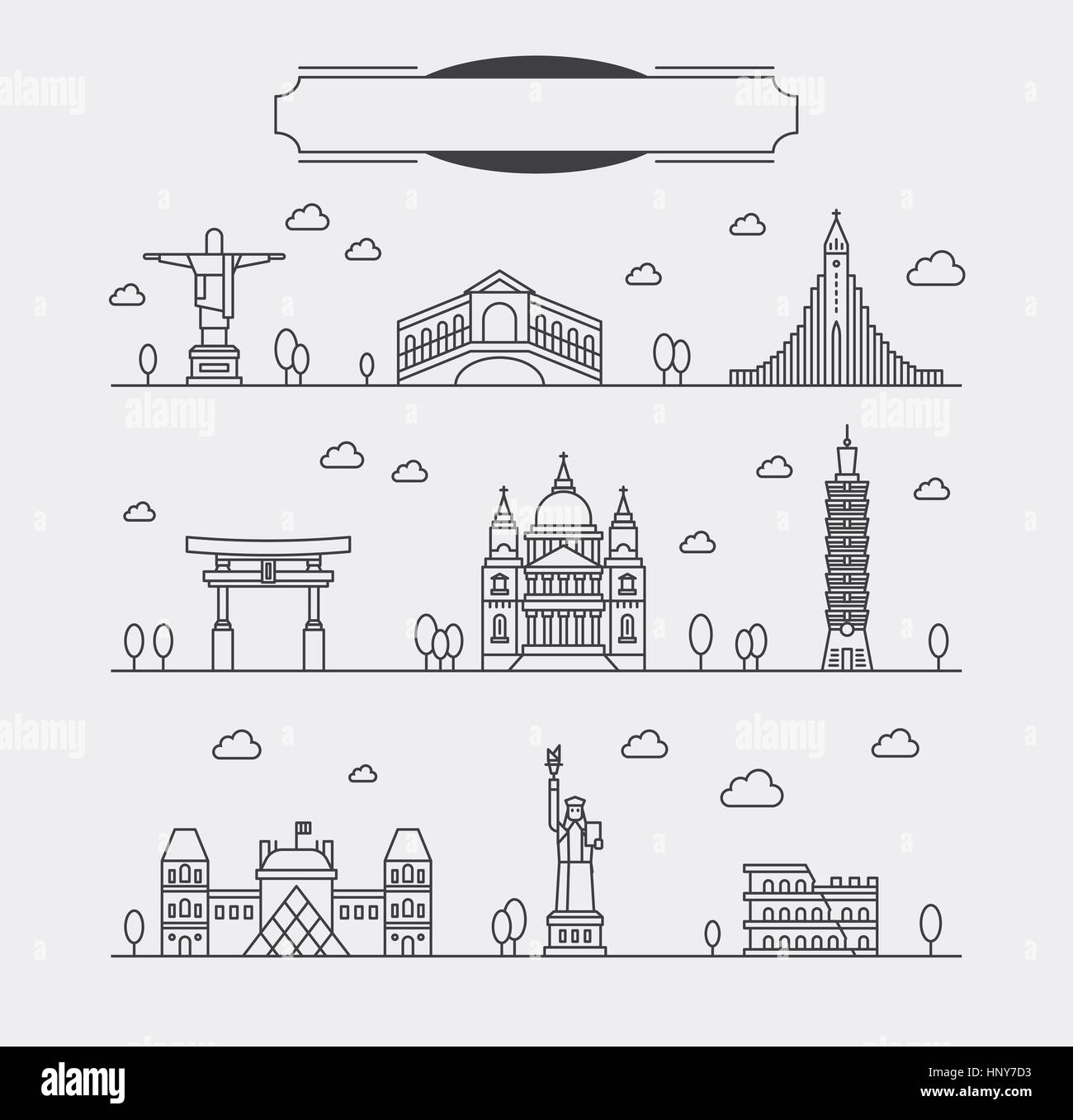 Icons of global landmarks Stock Photo - Alamy