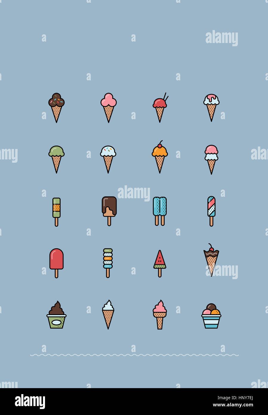 Icons of various ice cream Stock Photo - Alamy