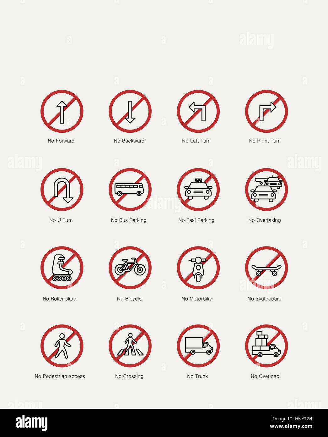 Various line icons of prohibition Stock Photo - Alamy