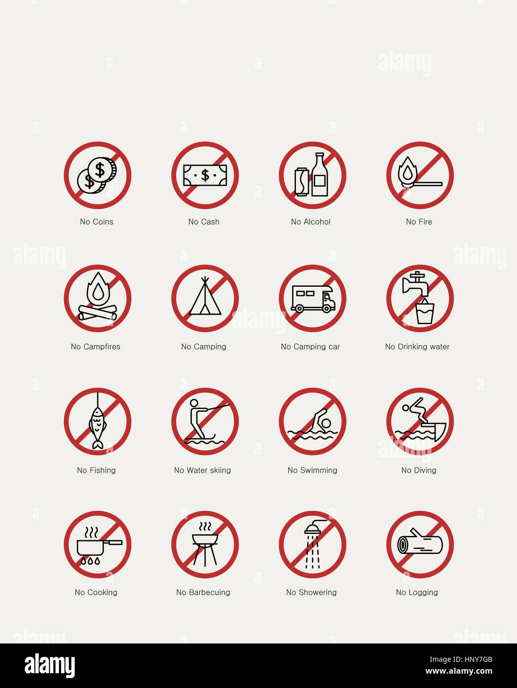 Various icons of prohibition Stock Photo - Alamy