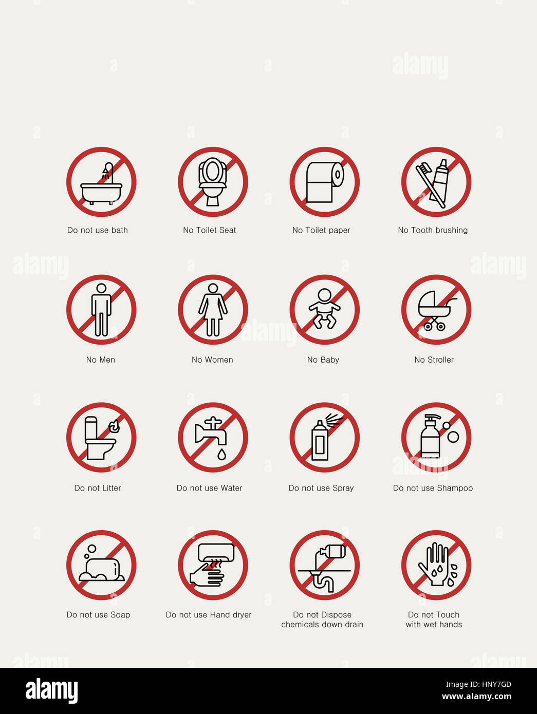 Various prohibition icons Stock Photo - Alamy