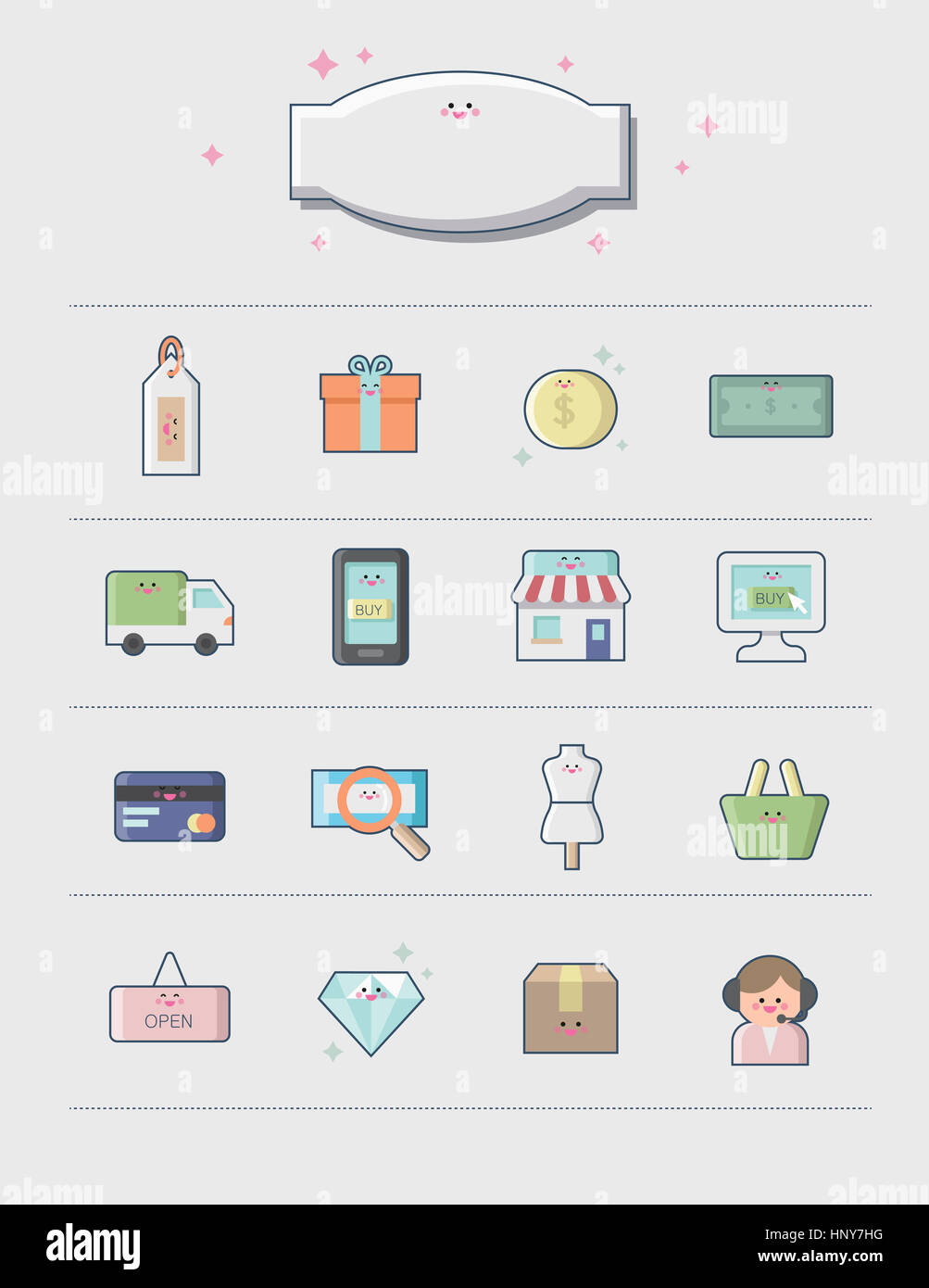 Various icons related to shopping Stock Photo - Alamy