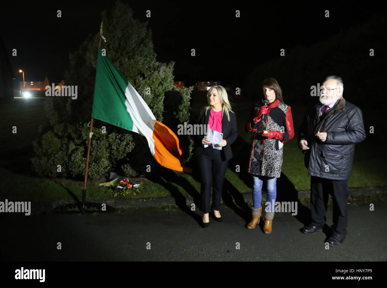 Sinn Fein's new leader at Stormont Michelle O'Neill (left) arriving to ...