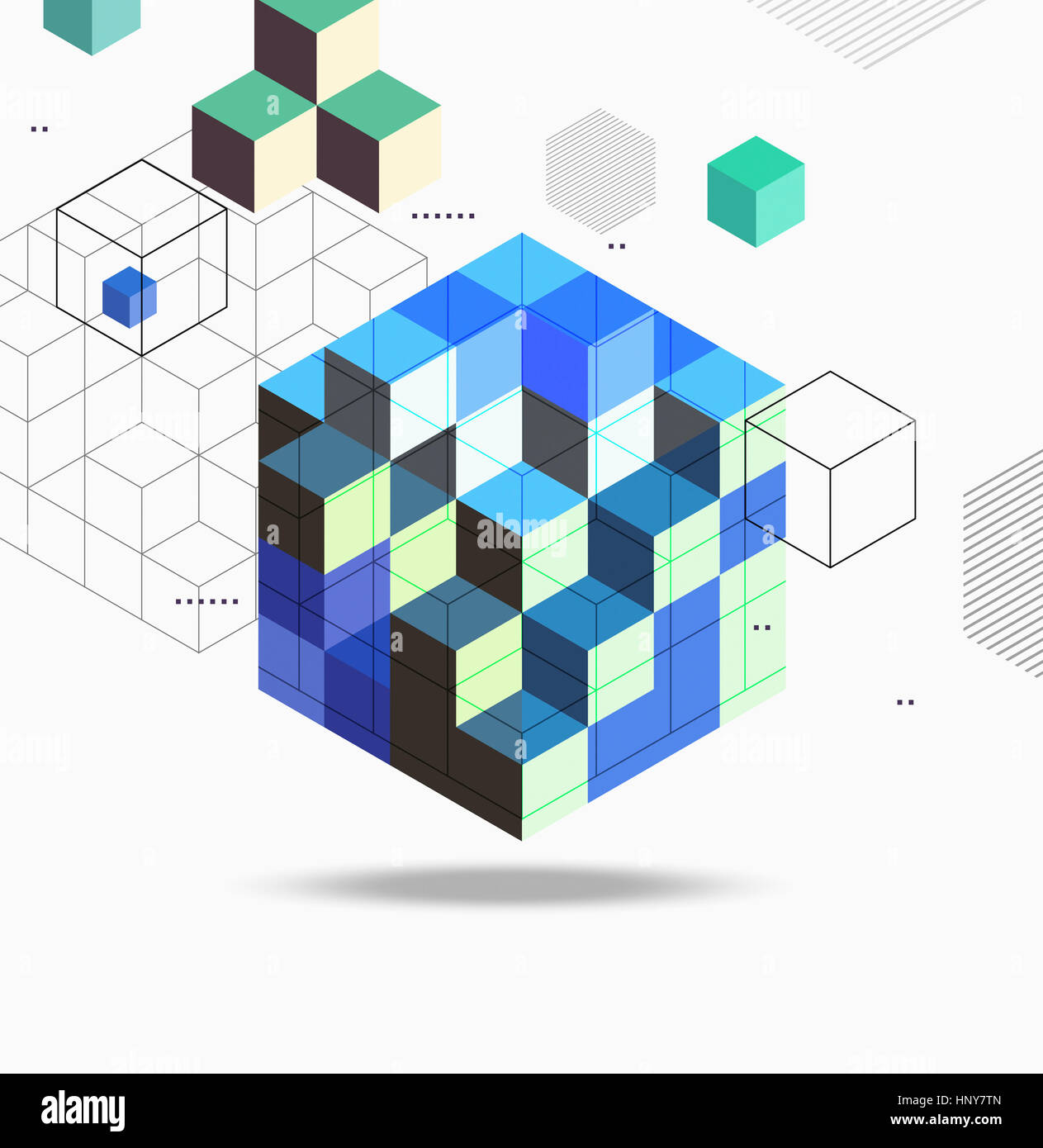 Floating geometric cubes Stock Photo - Alamy