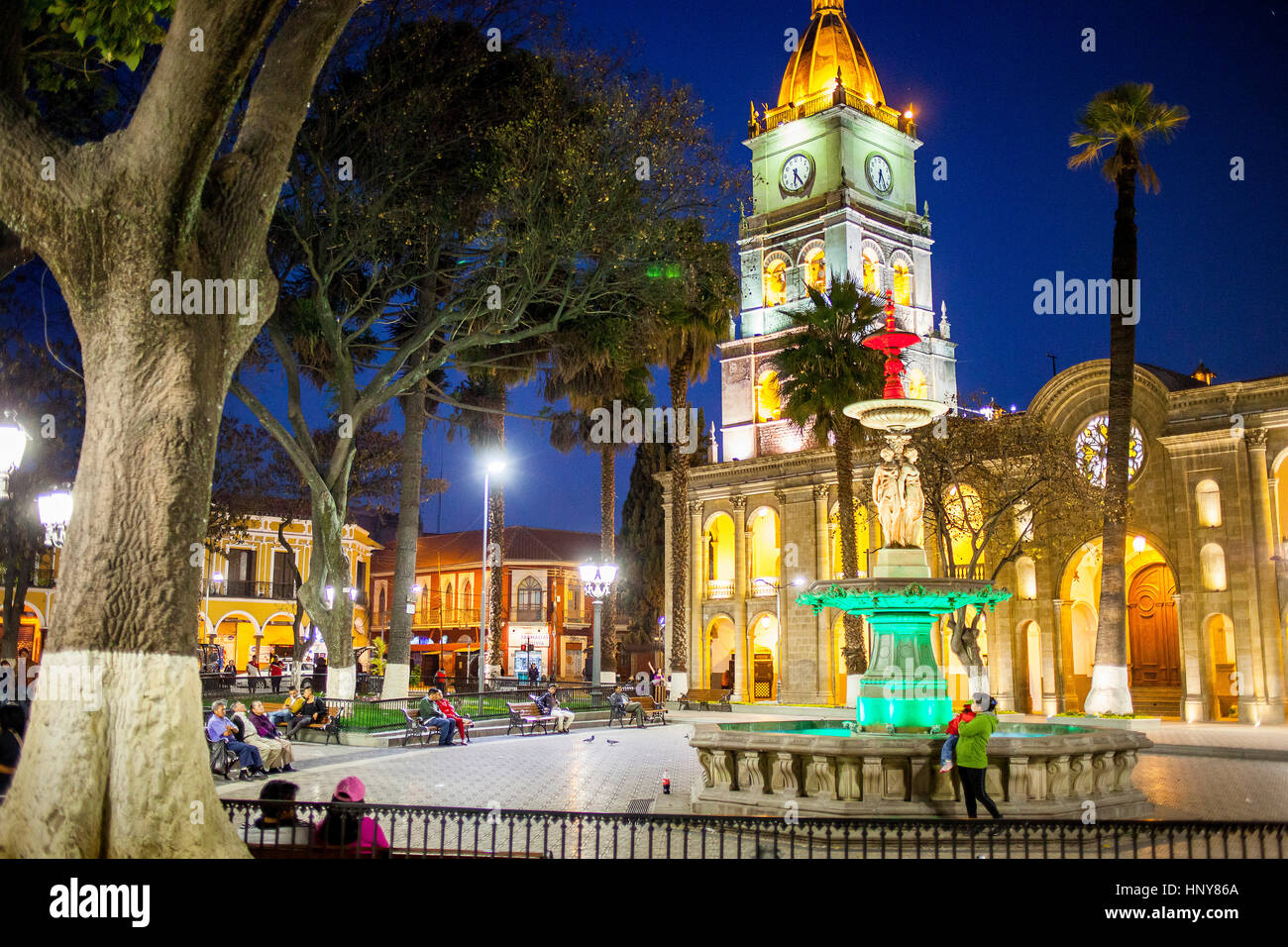 14 september square, and cathedral, Cochabamba, Bolivia Stock Photo ...